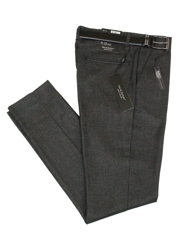 Leo & Zachary 34458 Boy's Dress Pants - Plaid - Black/Charcoal ...