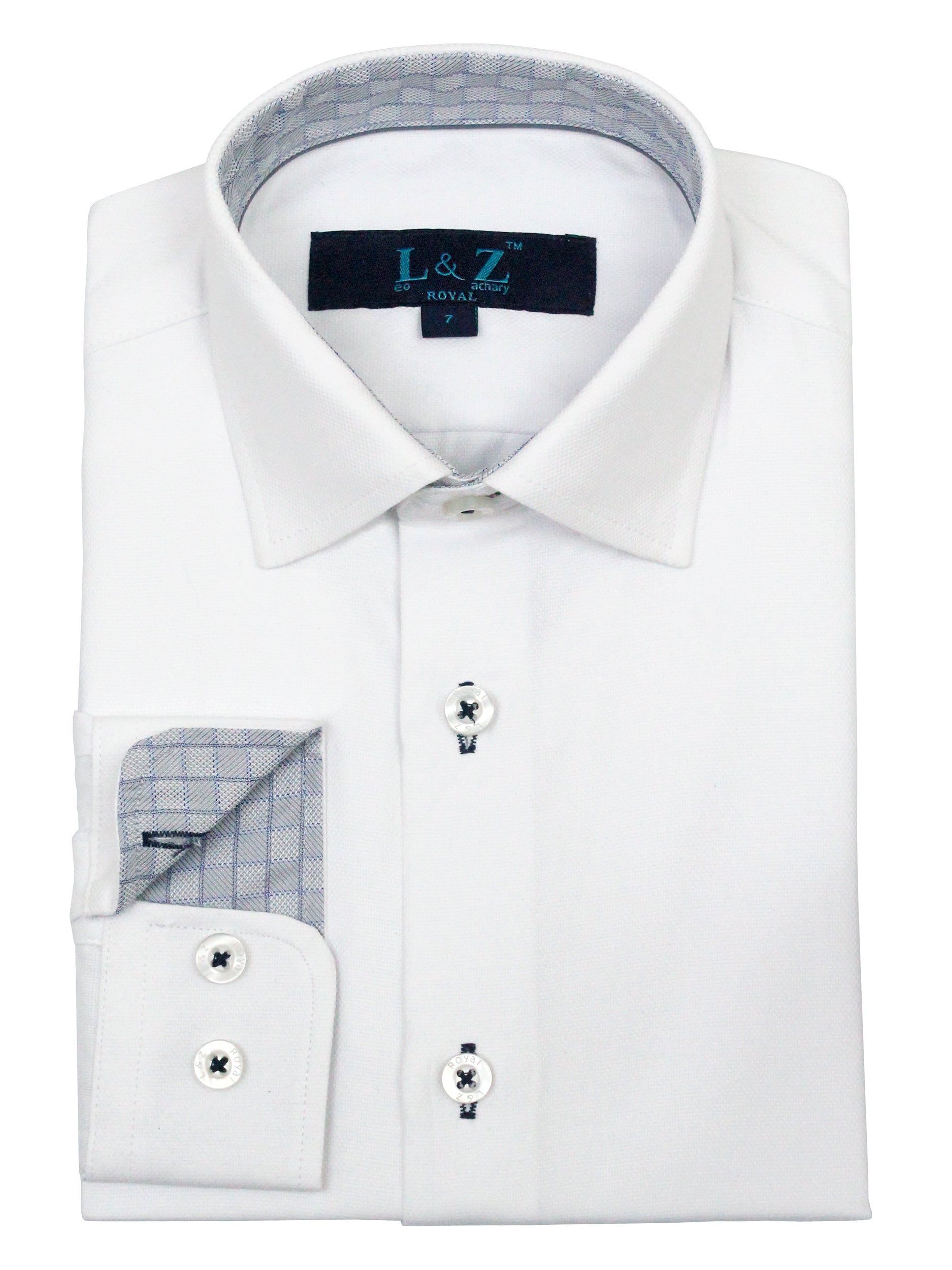 Leo & Zachary 35652 Boy's Dress Shirt - White/Black – Heritage House ...